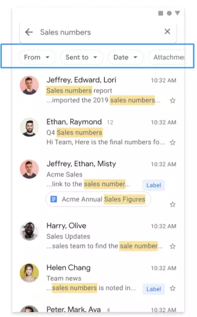 Gmail Android-appen får forbedrede søkefiltre
