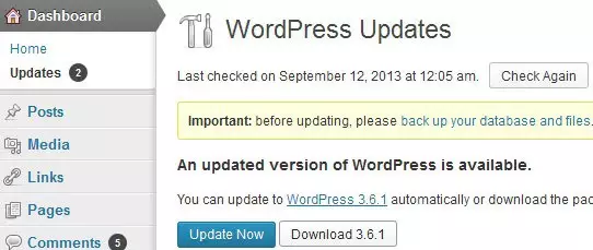 wordpress 3 6 1 update