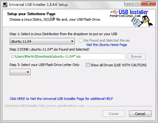 ユニバーサル USB インストーラー