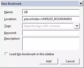 firefox unsorted bookmark