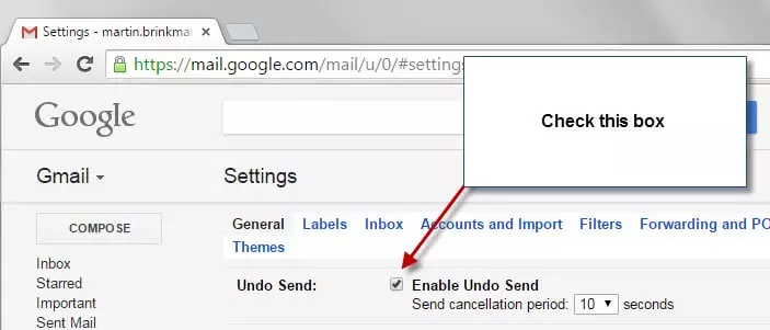 gmail angre sending