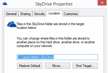 skydrive هنڌ منتقل