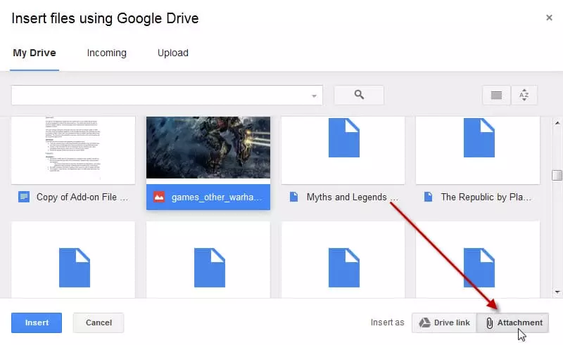 insertar archivos google drive