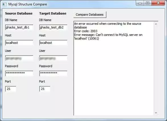 Programari de comparació de bases de dades MySQL Mysql Structure Compare 16969_1