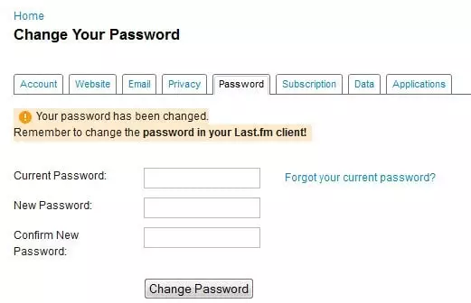 променете паролата за last.fm