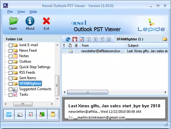 Програма перегляду ядра Outlook PST