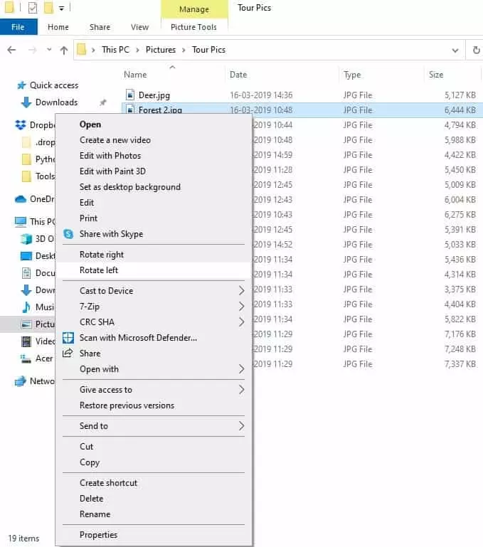 JPEG Rasa Rotator Windows Explorer menu mahallin