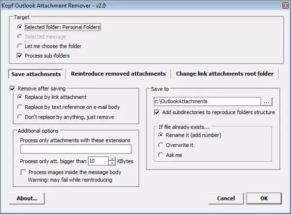 Outlook attachment remover