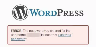 wordpress password tsis raug