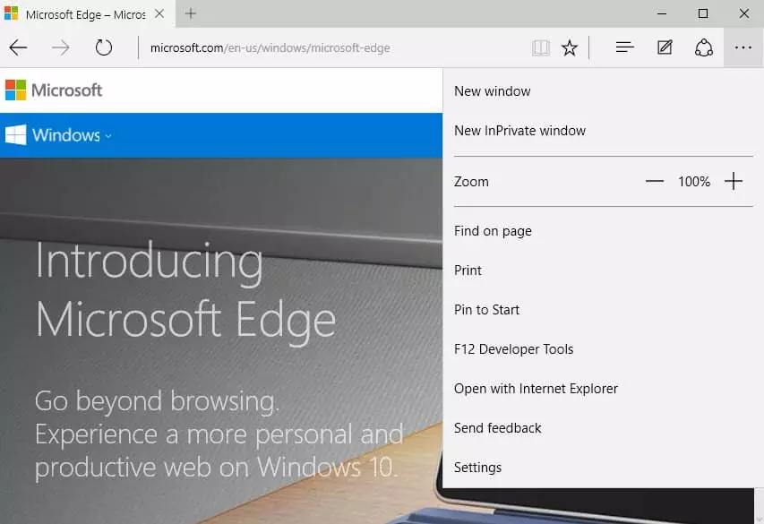 Microsoft Edge nuova finestra