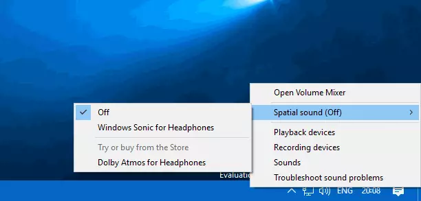 windows sonic просторовий звук windows 10