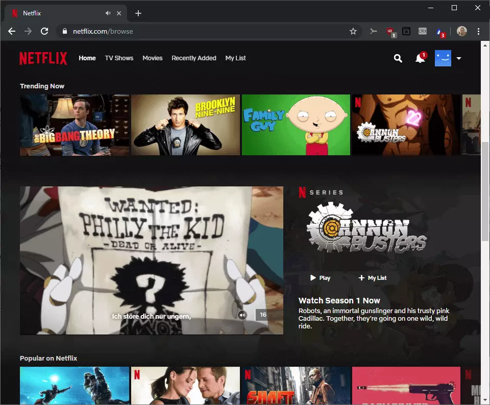 trailere cu redare automată netflix