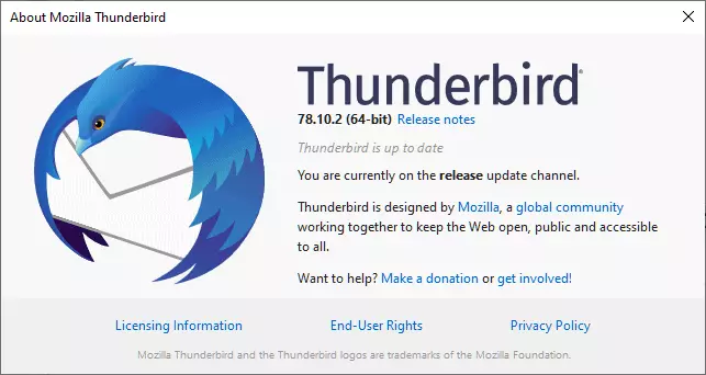 Thunderbird 78.10.2 қауіпсіздікті түзетулермен және пайдалану мүмкіндігін жақсартумен аяқталды