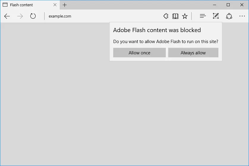 bloke ng flash ng microsoft edge