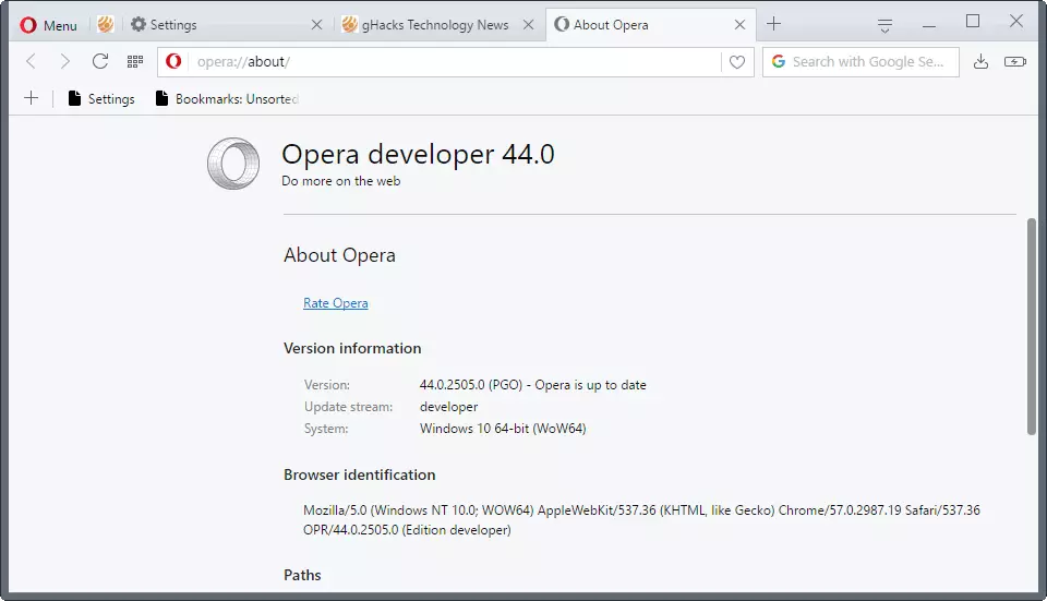 Opera browser ອອກແບບໃຫມ່