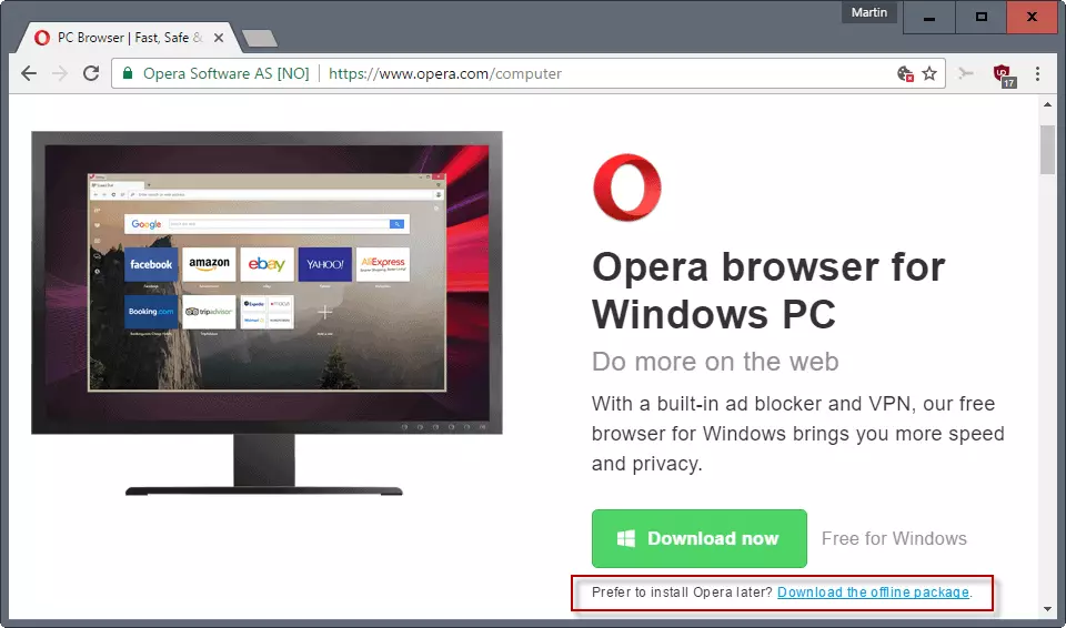 Opera 離線安裝程序