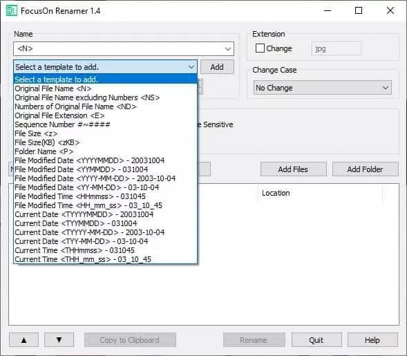 FocusOn Renamer template