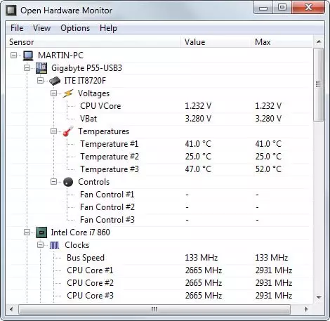 hardwaremonitor openen