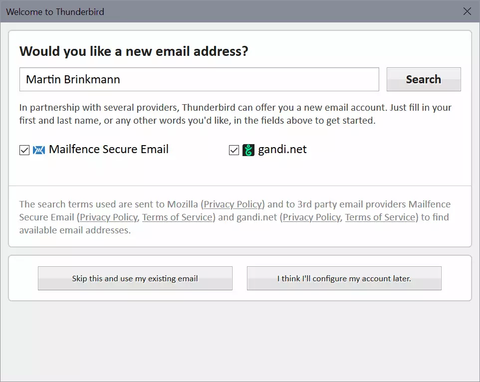 Thunderbird neues E-Mail-Konto erstellen