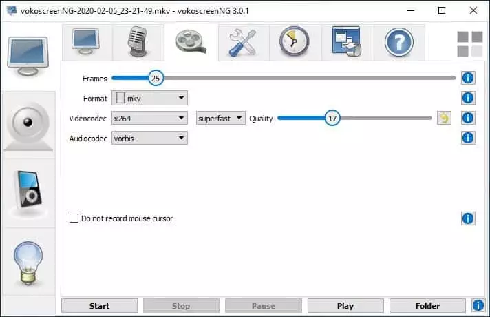 Configuración de vídeo VokoscreenNG