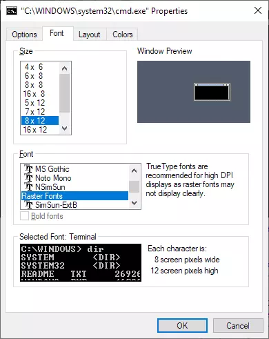 windows console font