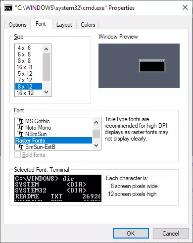 Windows-konsoll font