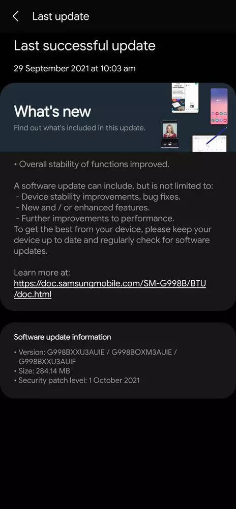Samsung Galaxy S21 Ultra oktober sikkerhetsoppdatering