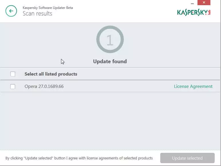 Kaspersky softvér na aktualizáciu