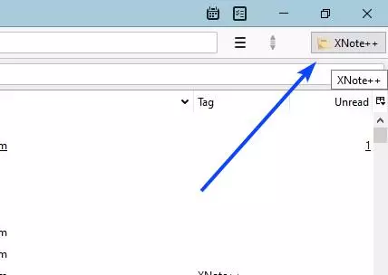 XNote++ გაფართოების ღილაკი Thunderbird