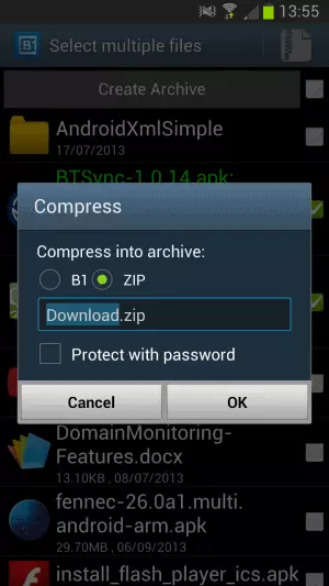 Android crea archivio