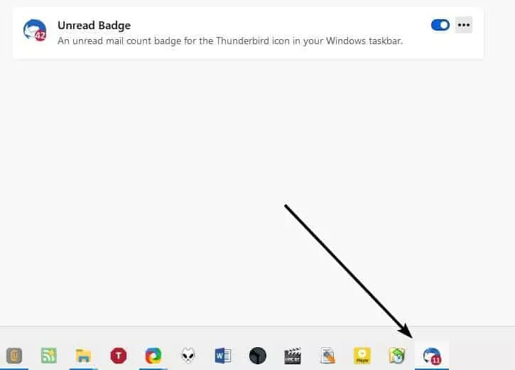 Windows Taskbar Unread Badge menampilkan ikon dinamis untuk menunjukkan jumlah total email yang belum dibaca di Thunderbird