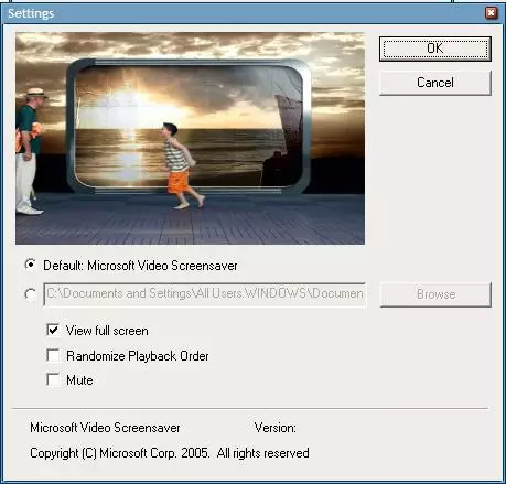 โปรแกรมรักษาหน้าจอวิดีโอ microsoft windows xp