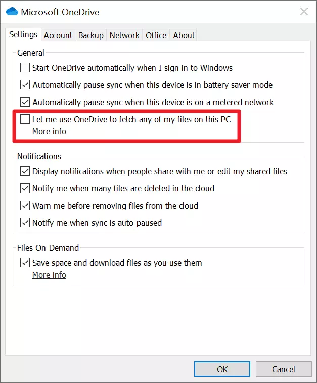 Microsoft hëlt OneDrive's Fetch Files Feature zréck