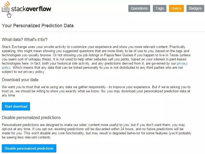 stackoverflow deshabilitar predicciones