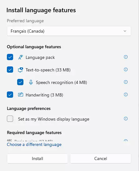 instalar recursos de idioma