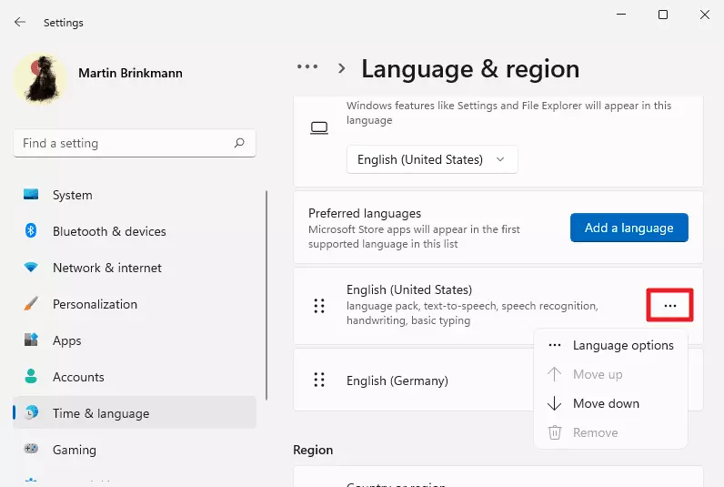 pilihan bahasa windows 11