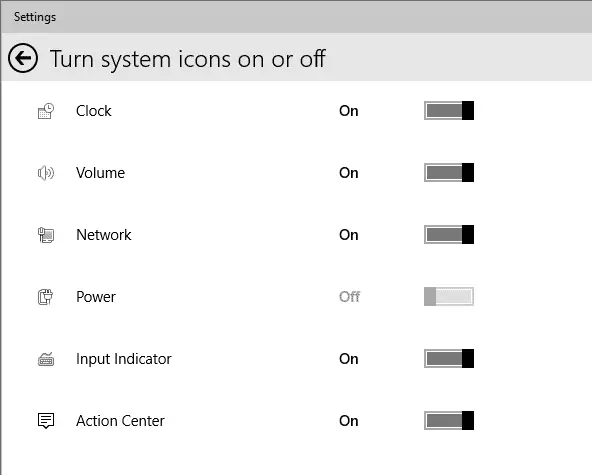 icones de configuració del sistema