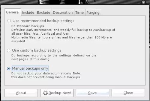 Sungani kompyuta yanu ya Linux ndi Easy Backup 17755_1