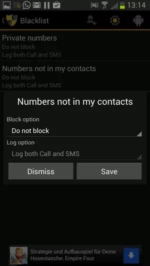 blokkeer privénummers android