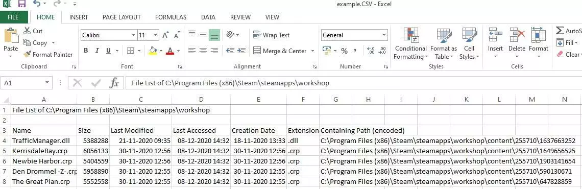 filelist mukautetun suodattimen tulos