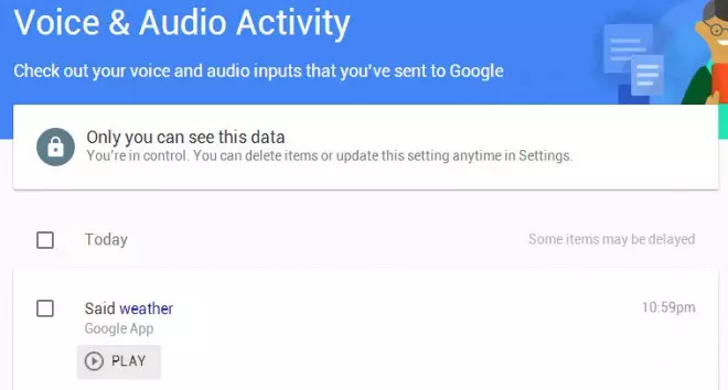 attività audio di Google Voice