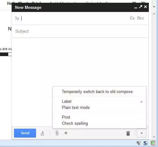 gmail အဟောင်းကို compose window