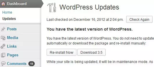 WordPress atnaujinimas