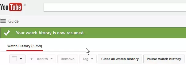 youtube posa en pausa l'historial de visualitzacions
