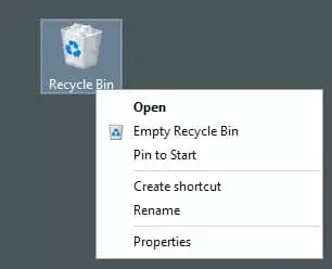 palitan ang pangalan ng recycle bin