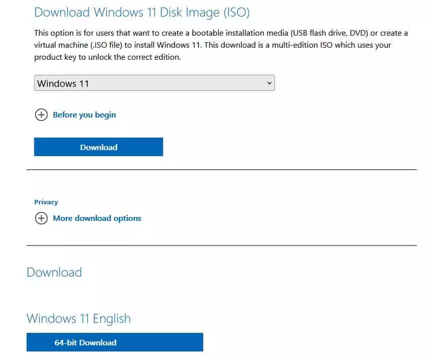 Windows 11 ISO ကို ဒေါင်းလုဒ်လုပ်ပါ။