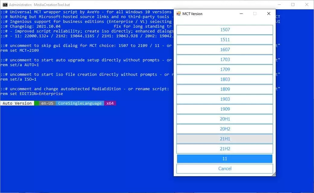 Windows 11 ISO-ni skript yordamida yuklab oling