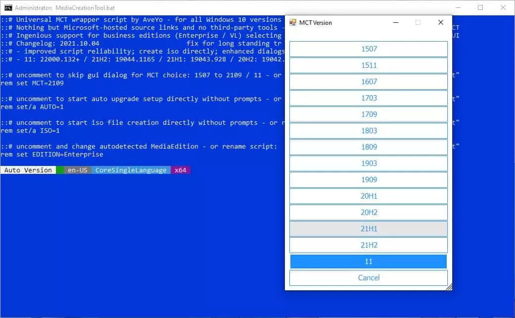 Muat turun Windows 11 ISO menggunakan skrip