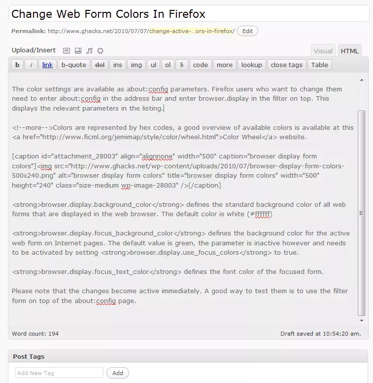 warna formulir tampilan browser