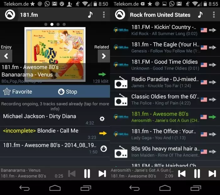 audials វិទ្យុ android play record